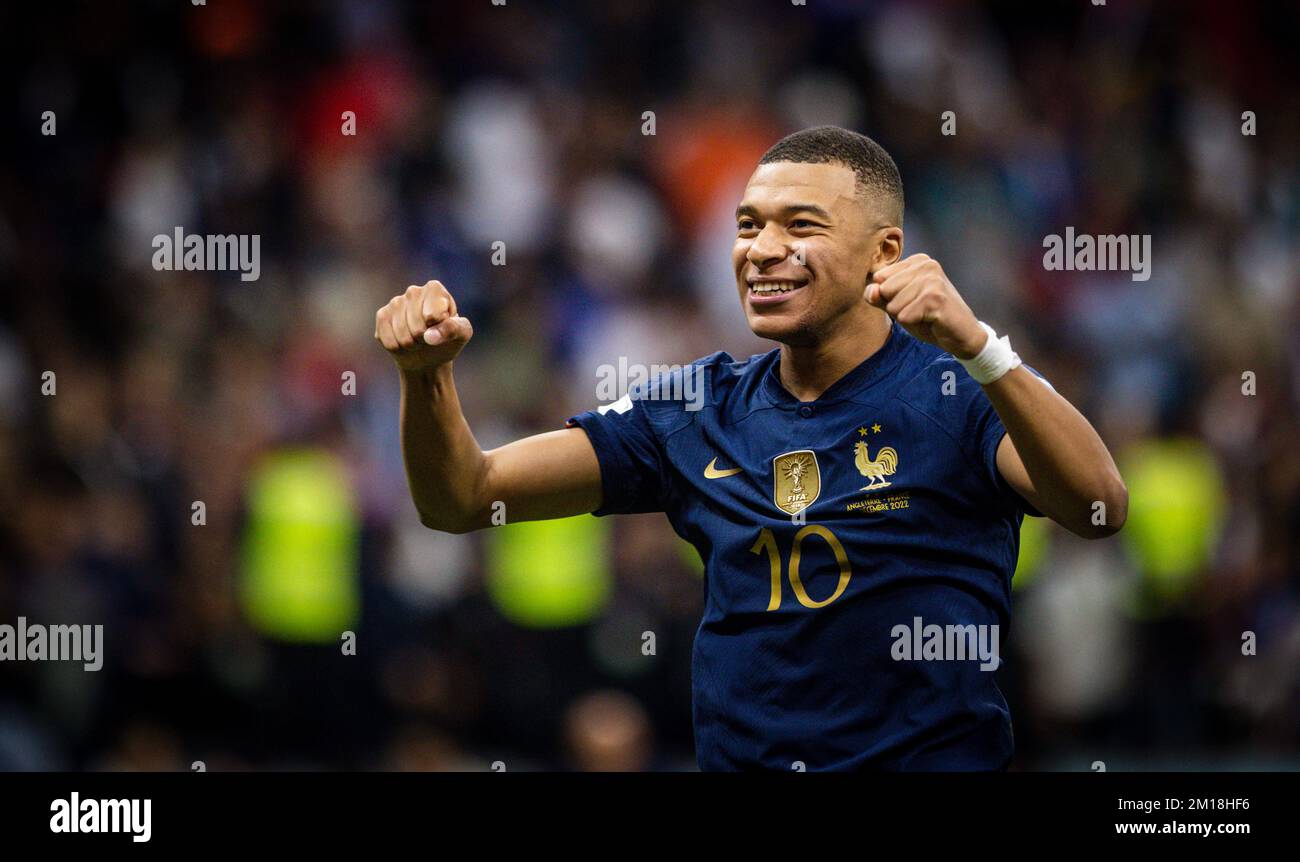 Doha, Qatar. 10th Dec, 2022. Kylian Mbappe (FRA) celebrate the entry ...