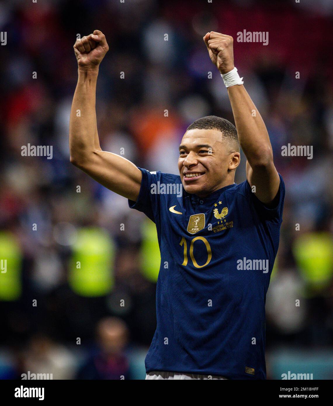 Doha, Qatar. 10th Dec, 2022. Kylian Mbappe (FRA) celebrate the entry ...