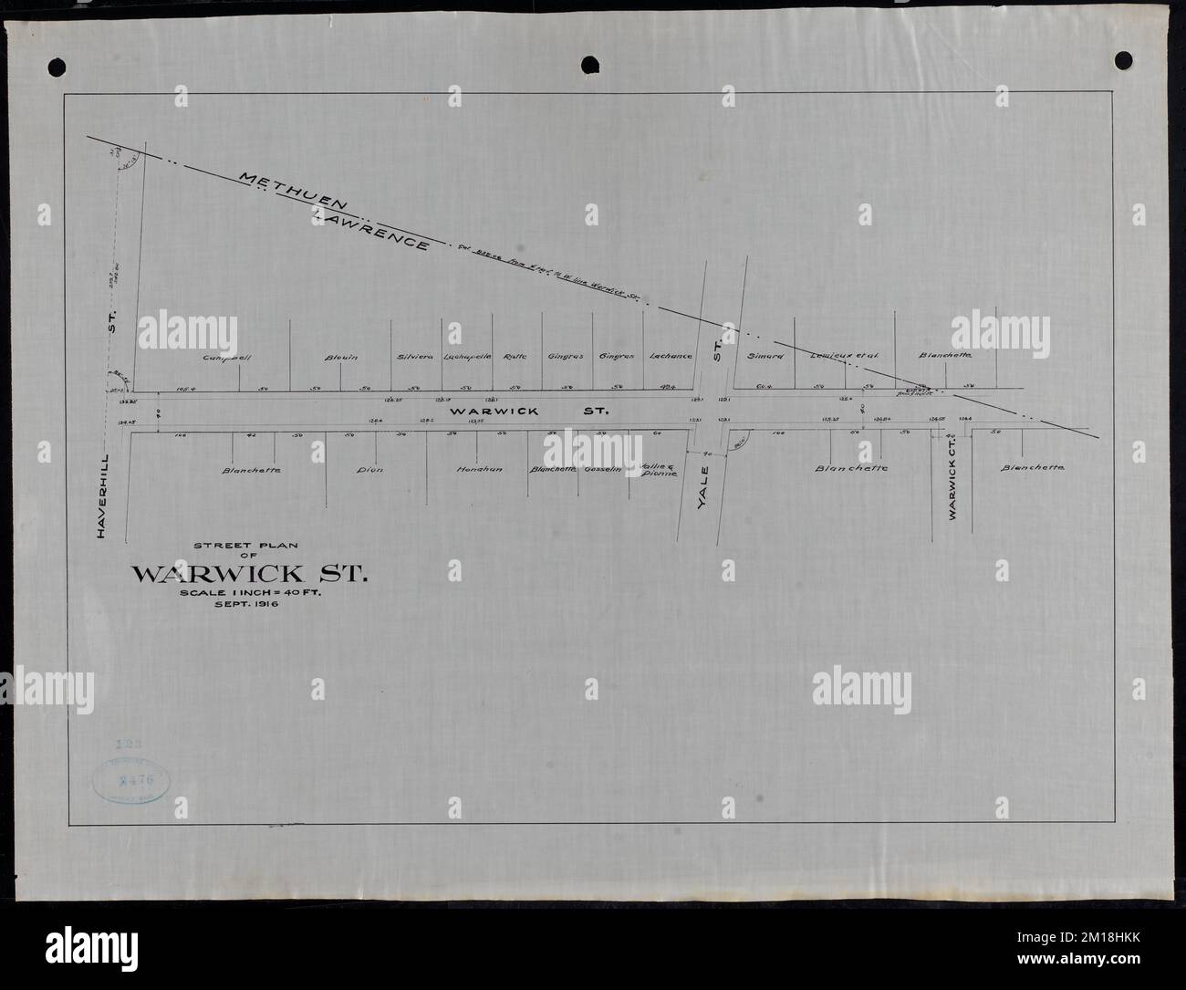 Street plan of Warwick St. , Streets. Lawrence Stock Photo - Alamy