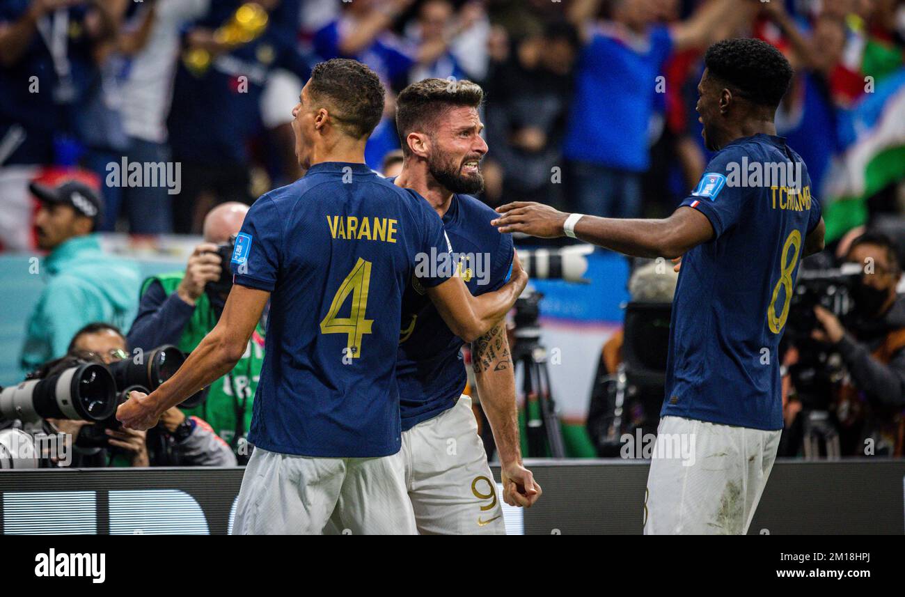 Doha, Qatar. 10th Dec, 2022. Raphael Varane (FRA), Olivier Giroud (FRA ...