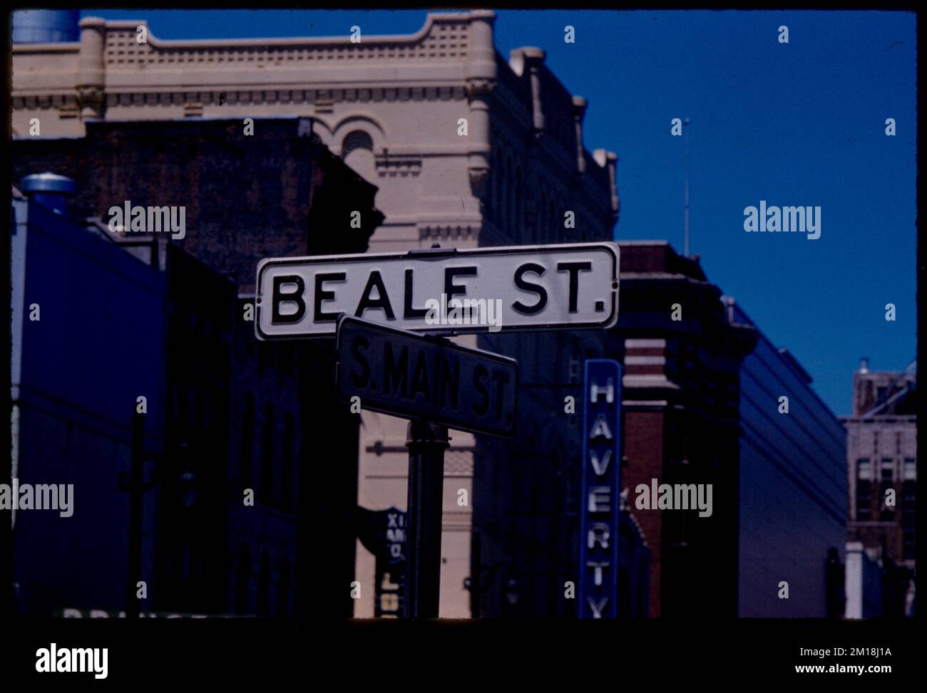 Street signs for intersection of Beale St. and S. Main St, Memphis ...
