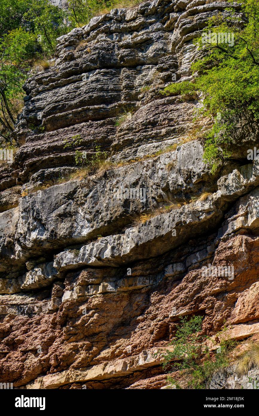 View at geological formations at Boljetin river gorge in Eastern Serbia ...