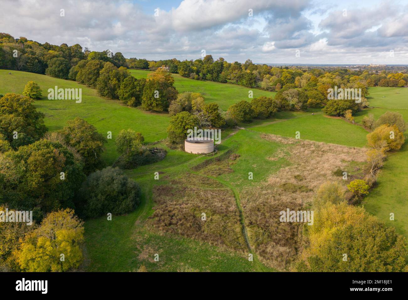 Aerial view of "Writ in Water", an architectural artwork by Mark ...