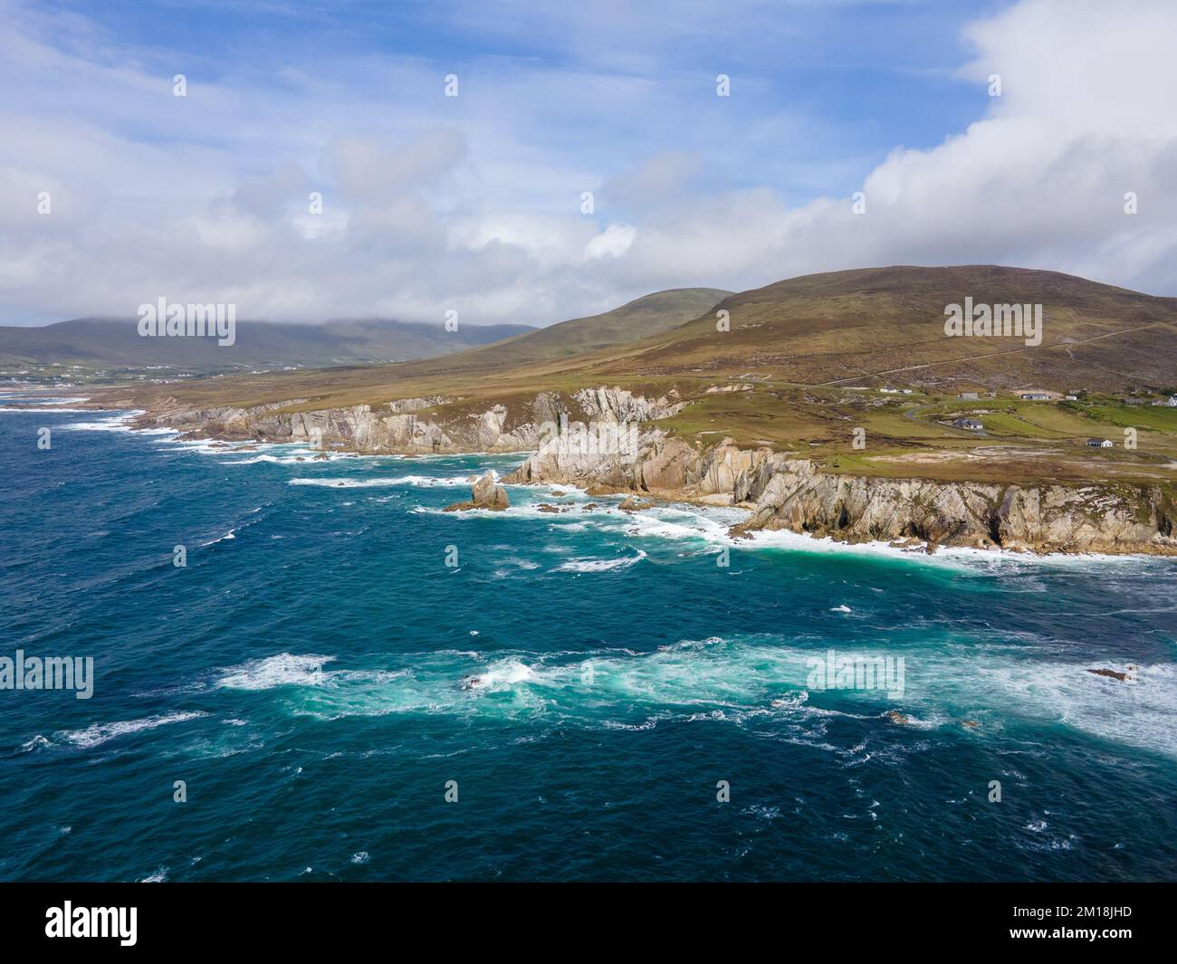 Ireland, County Mayo, Achill Island. View from above of the White ...