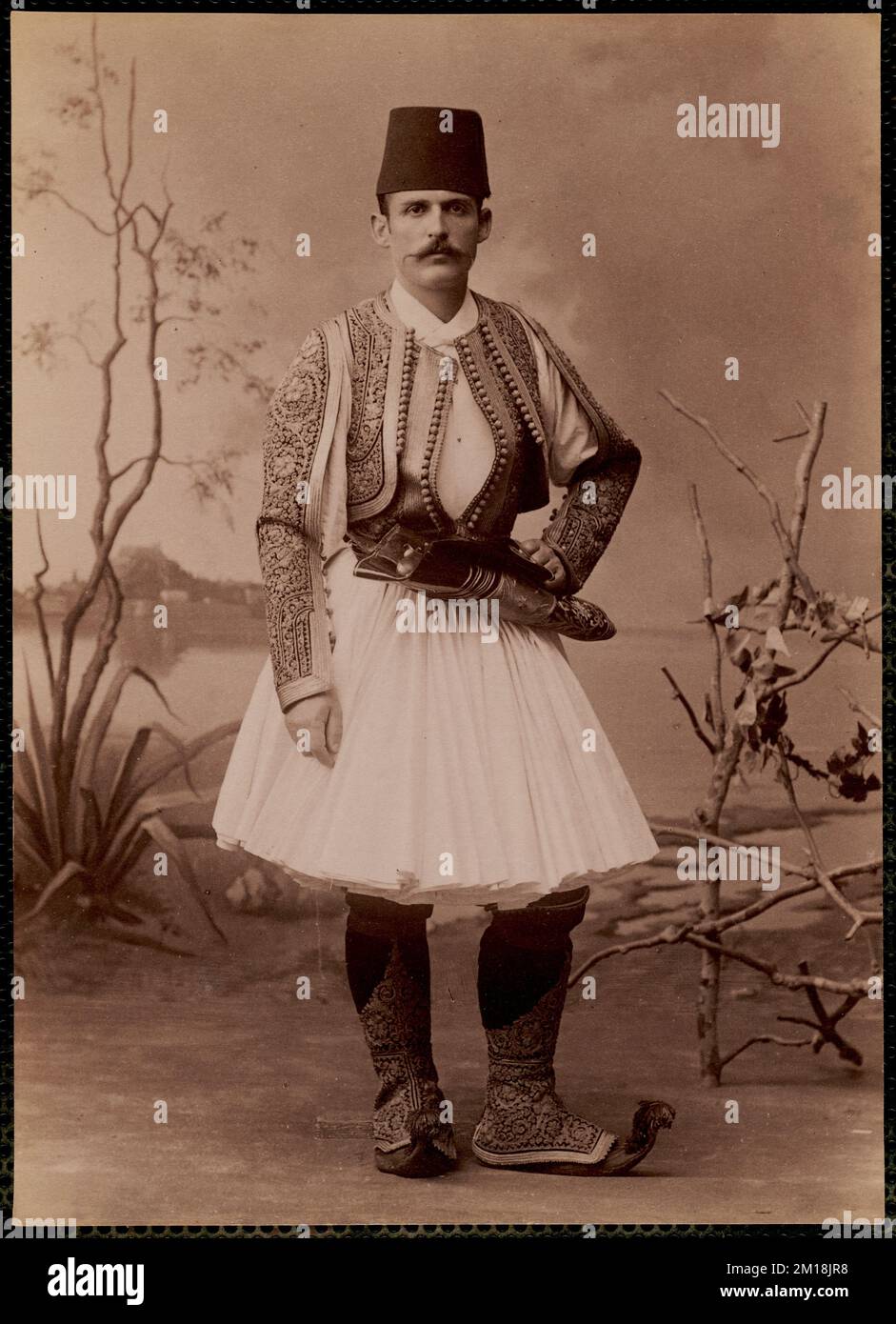 Studio portrait of man in traditional Greek dress , Clothing & dress ...