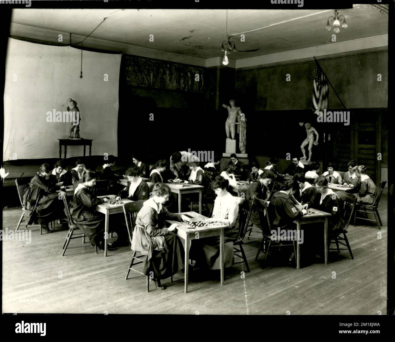 Studio scene , Checkers, Classrooms, Sculpture, Students, Massachusetts ...