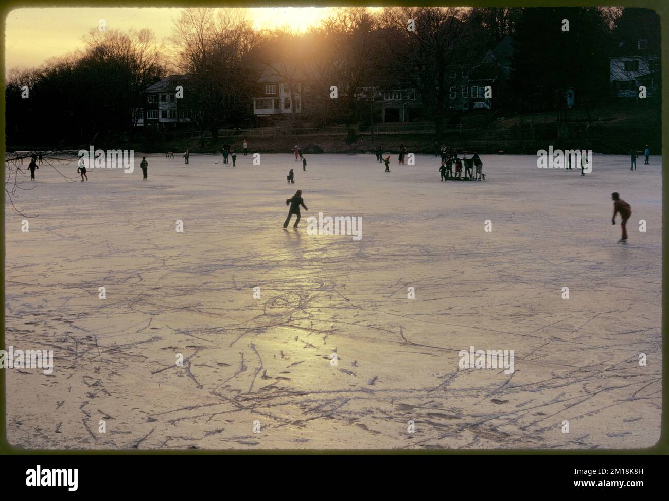 Suburban skating at Newtonville , Lakes & ponds, Skaters, Ice skating ...