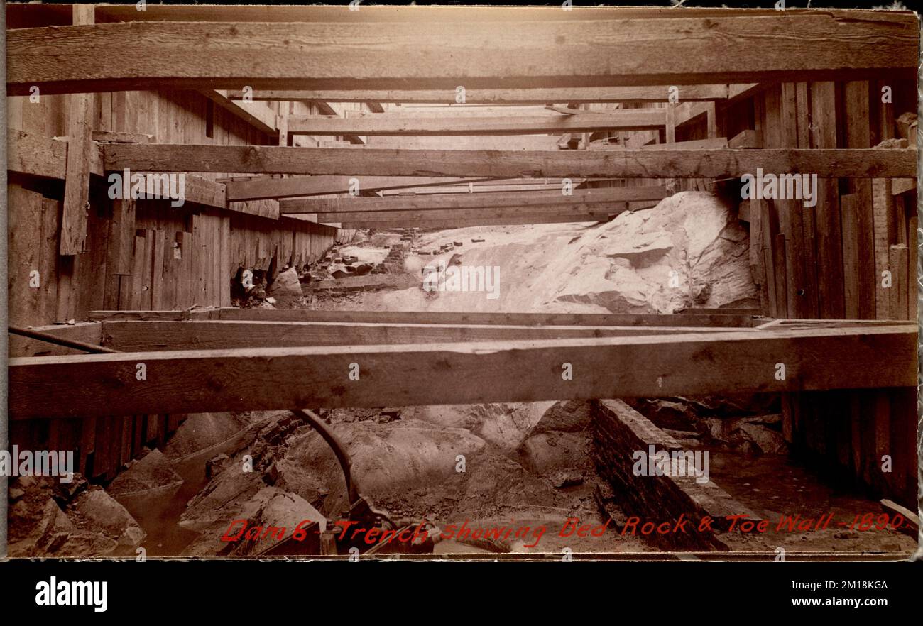 Sudbury Department, Hopkinton Dam, trench showing bed rock and toe wall ...