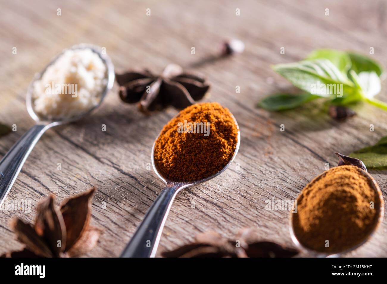 Typical Brazilian Spices - Almonds, cinnamon, paprika and turmeric ...
