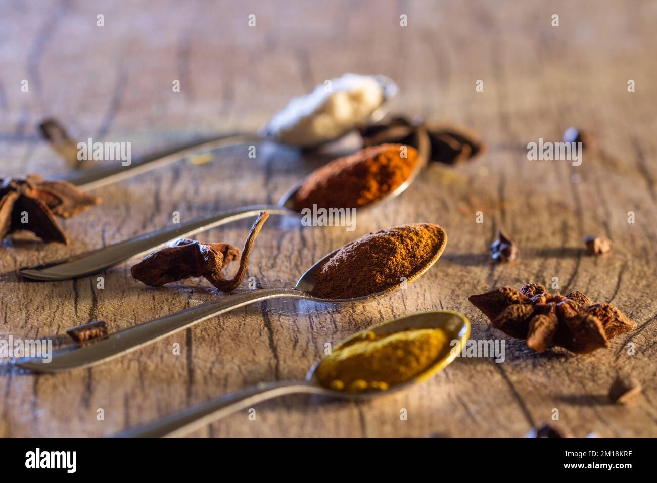 Typical Brazilian Spices - Almonds, cinnamon, paprika and turmeric ...