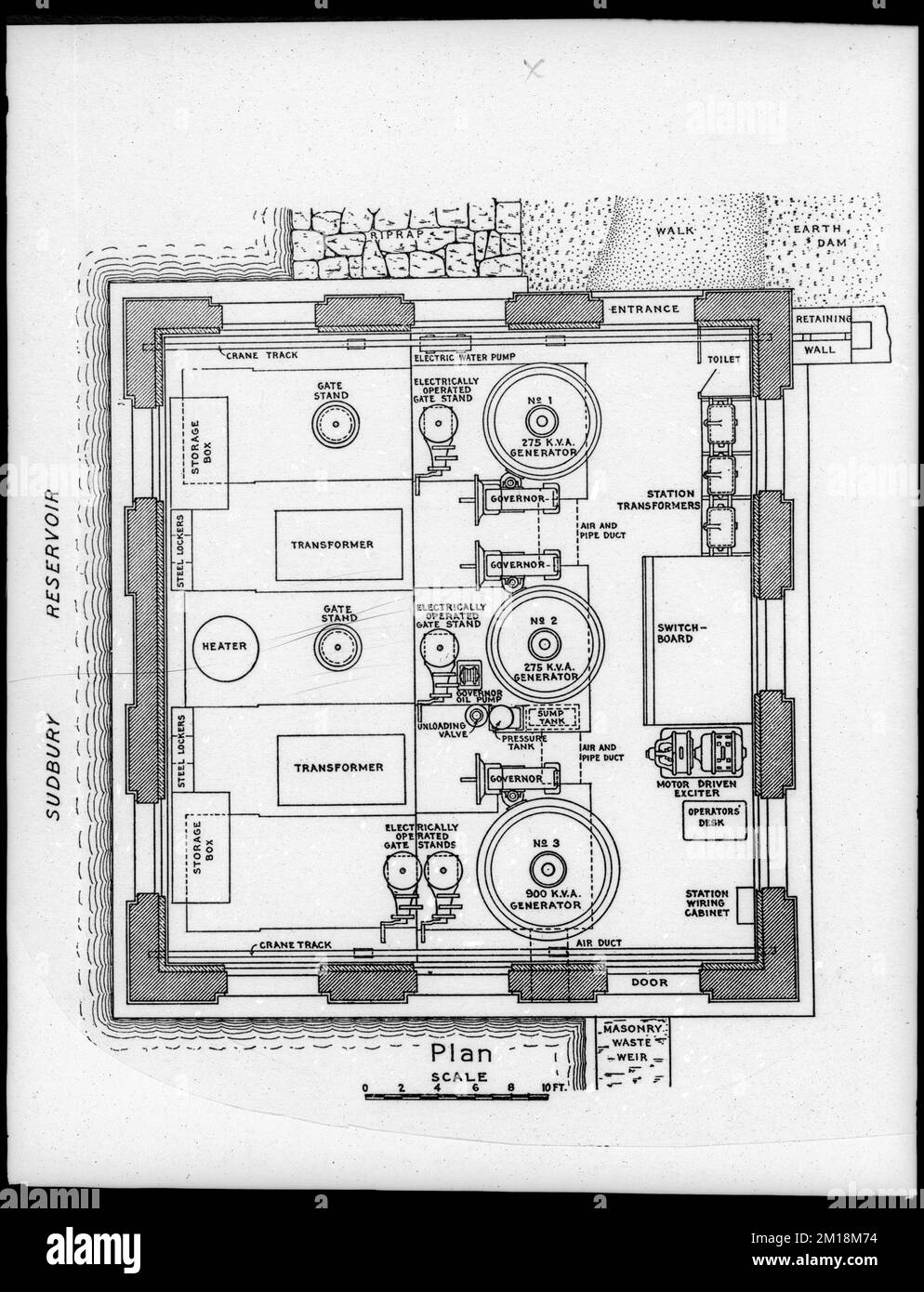 Sudbury Department, Sudbury Dam Hydroelectric Power Plant, plan of ...