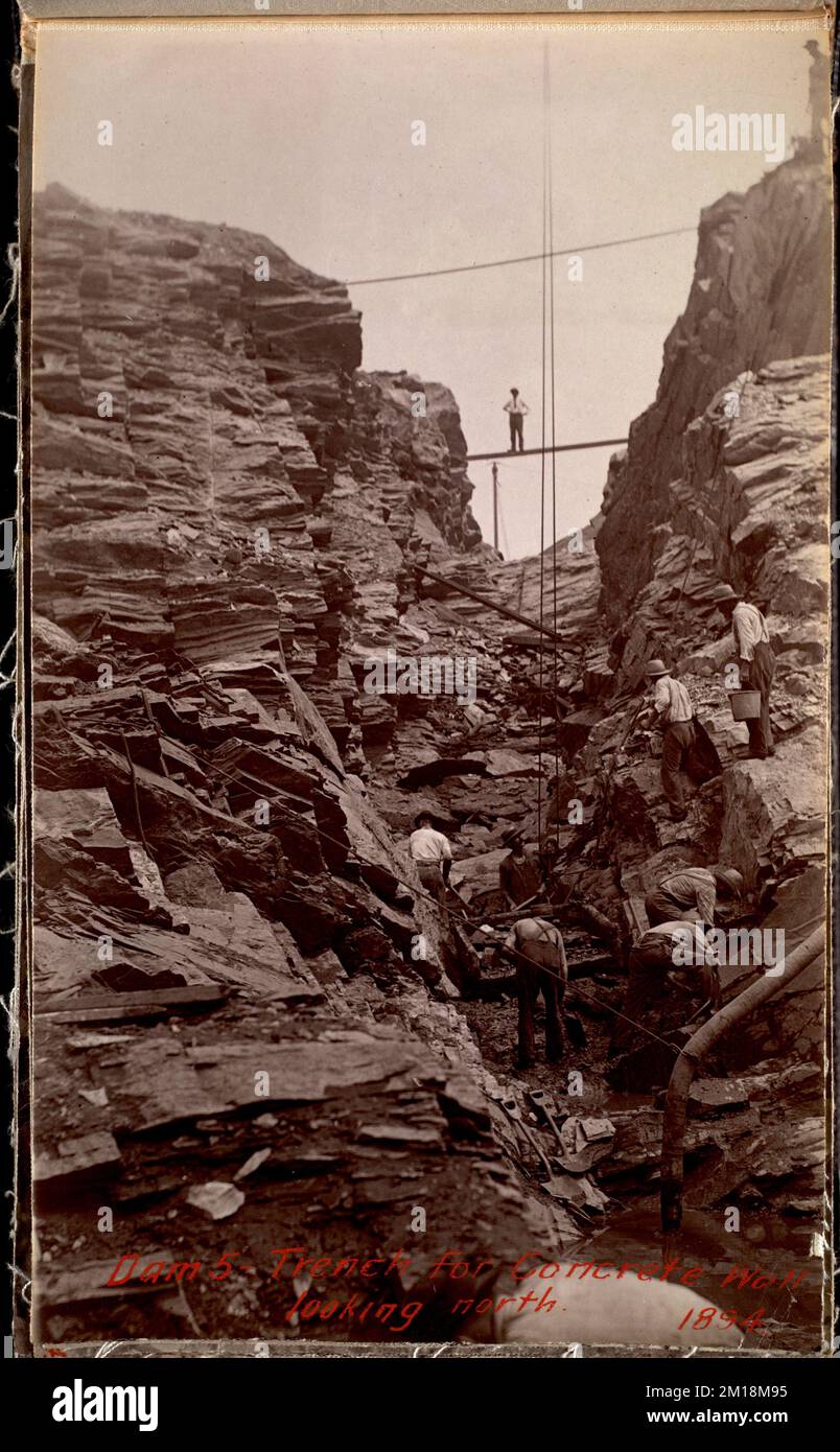 Sudbury Department, Sudbury Dam, trench for concrete core wall, looking ...