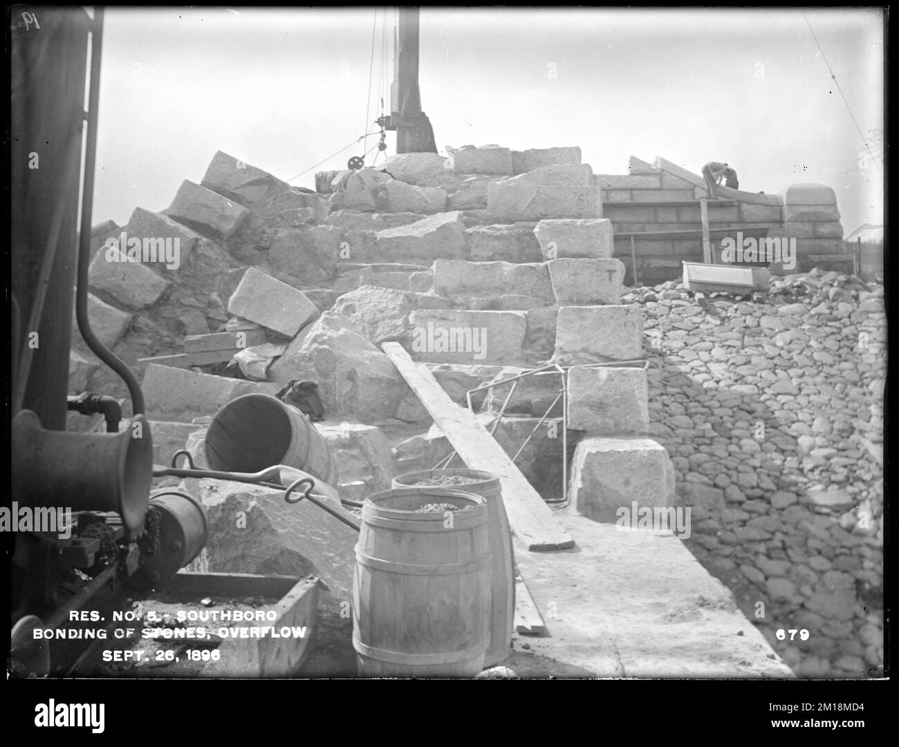 Sudbury Reservoir, bonding of stone near sound end of overflow, Sudbury ...