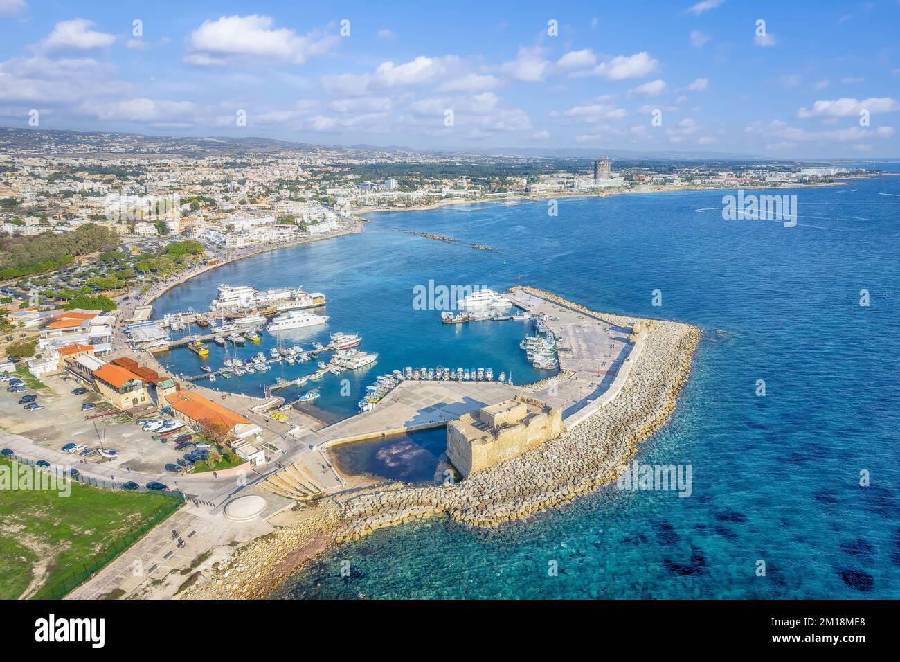 Landscape with medieval port of Paphos, Cyprus Stock Photo - Alamy