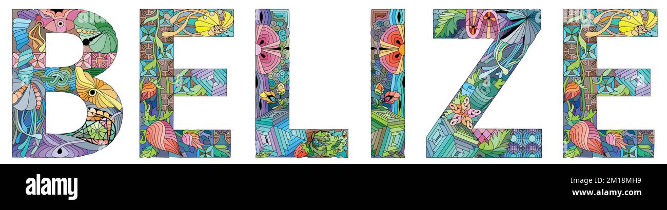 Vector word Belize. Hand-painted art design. Illustration for t -shirt ...