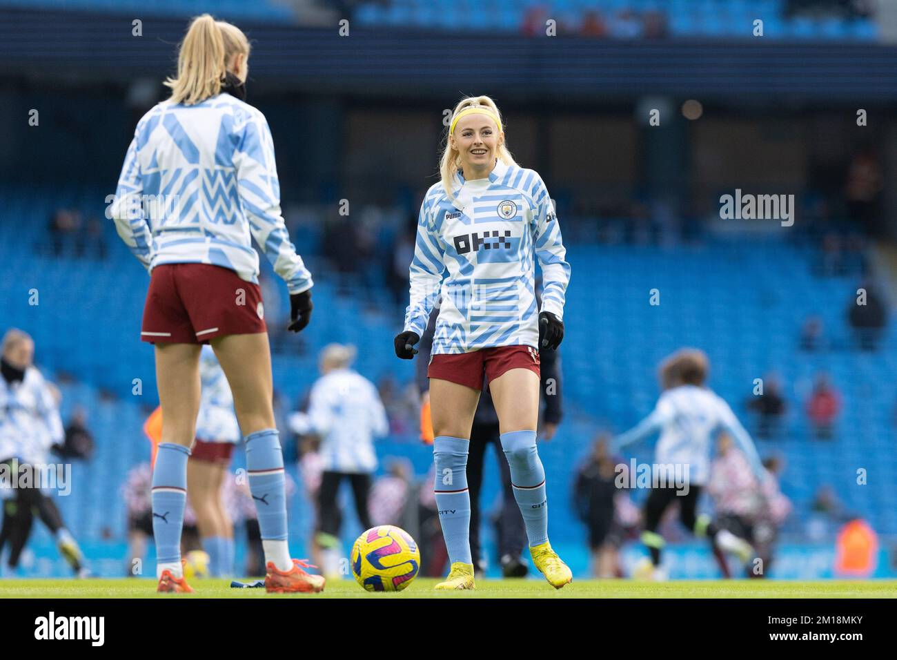 Chloe Kelly #9 of Manchester City warms up before the The FA Women's ...