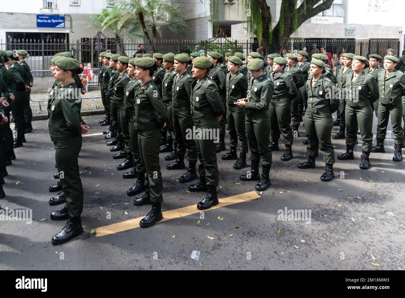 The women soldiers of the Brazilian army parading on Brazilian ...