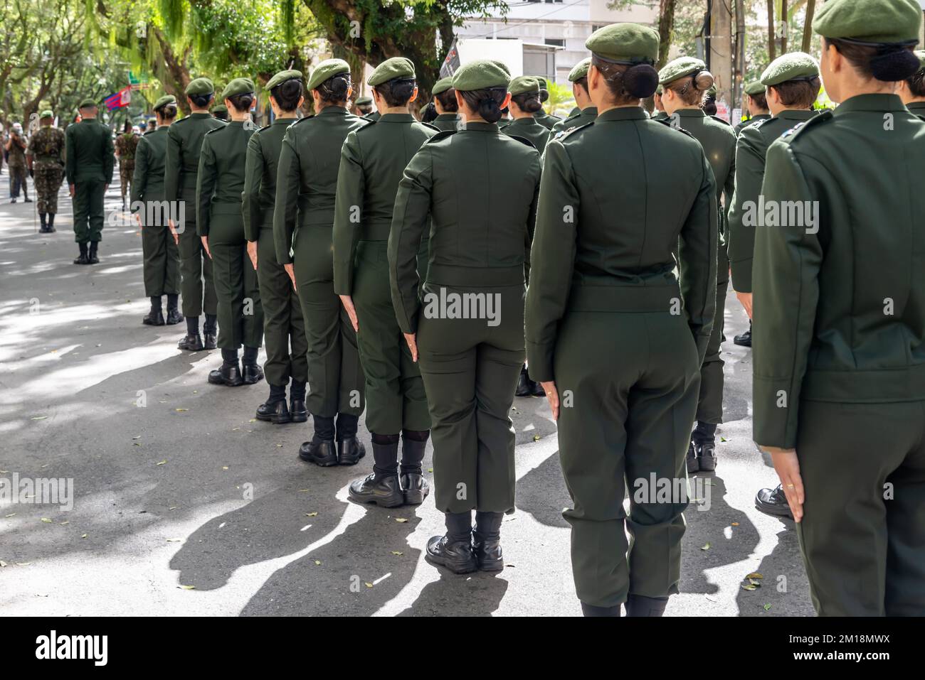 The women soldiers of the Brazilian army parading on Brazilian ...