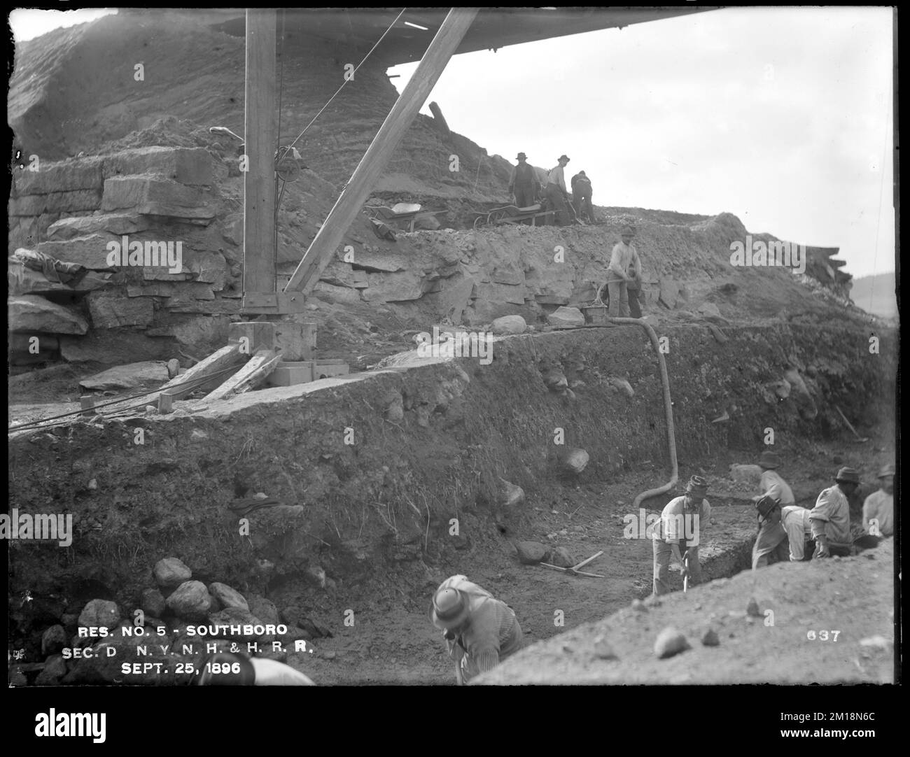 Sudbury Reservoir, Section D, excavation beneath trestle, from the ...