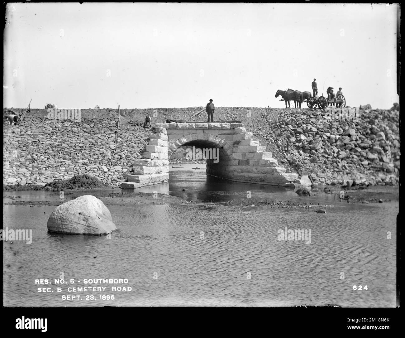Sudbury Reservoir, Section B, stone arch culvert at Cemetery Road, from ...