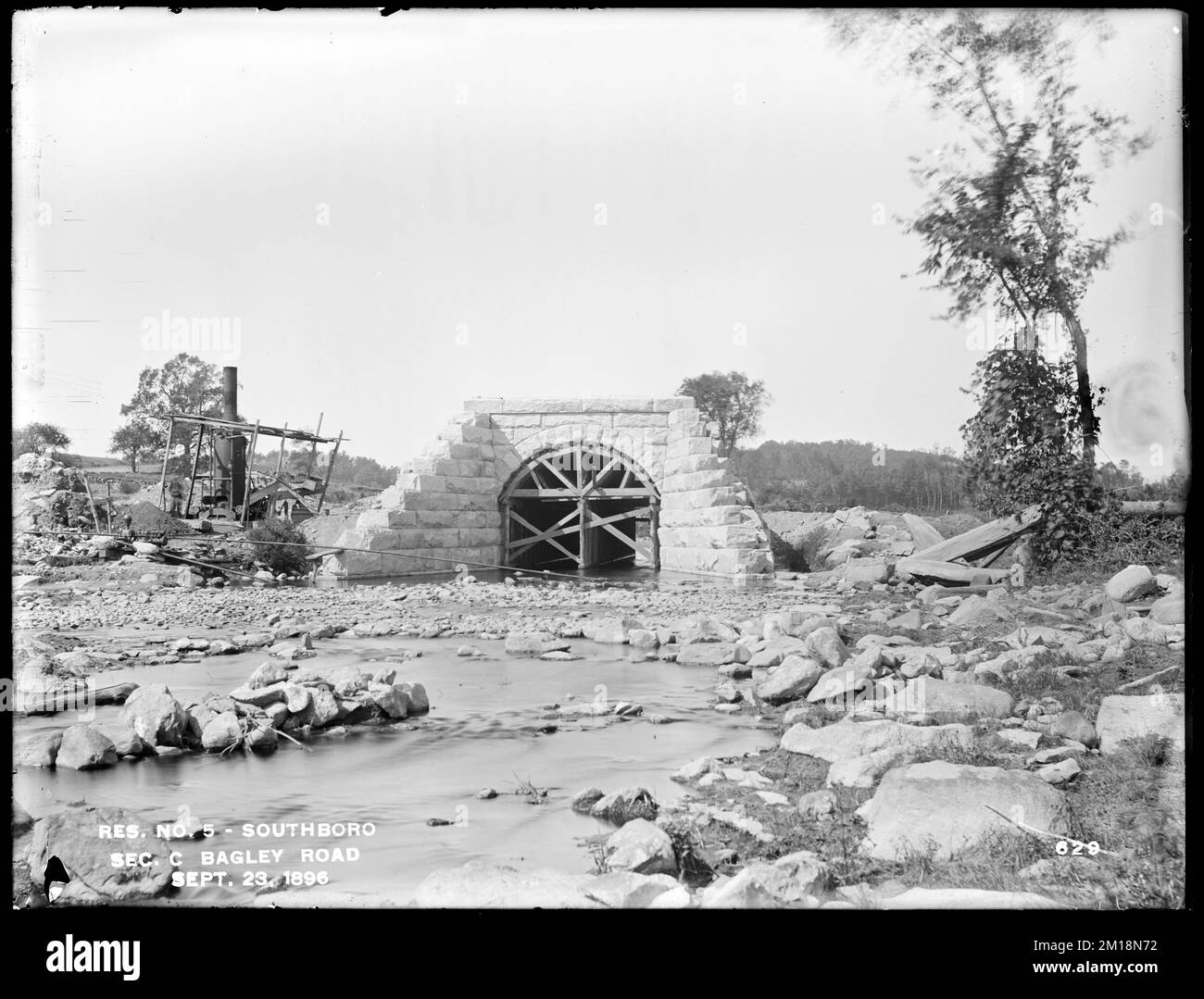 Sudbury Reservoir, Section C, stone arch culvert, Bagley Road, from the ...