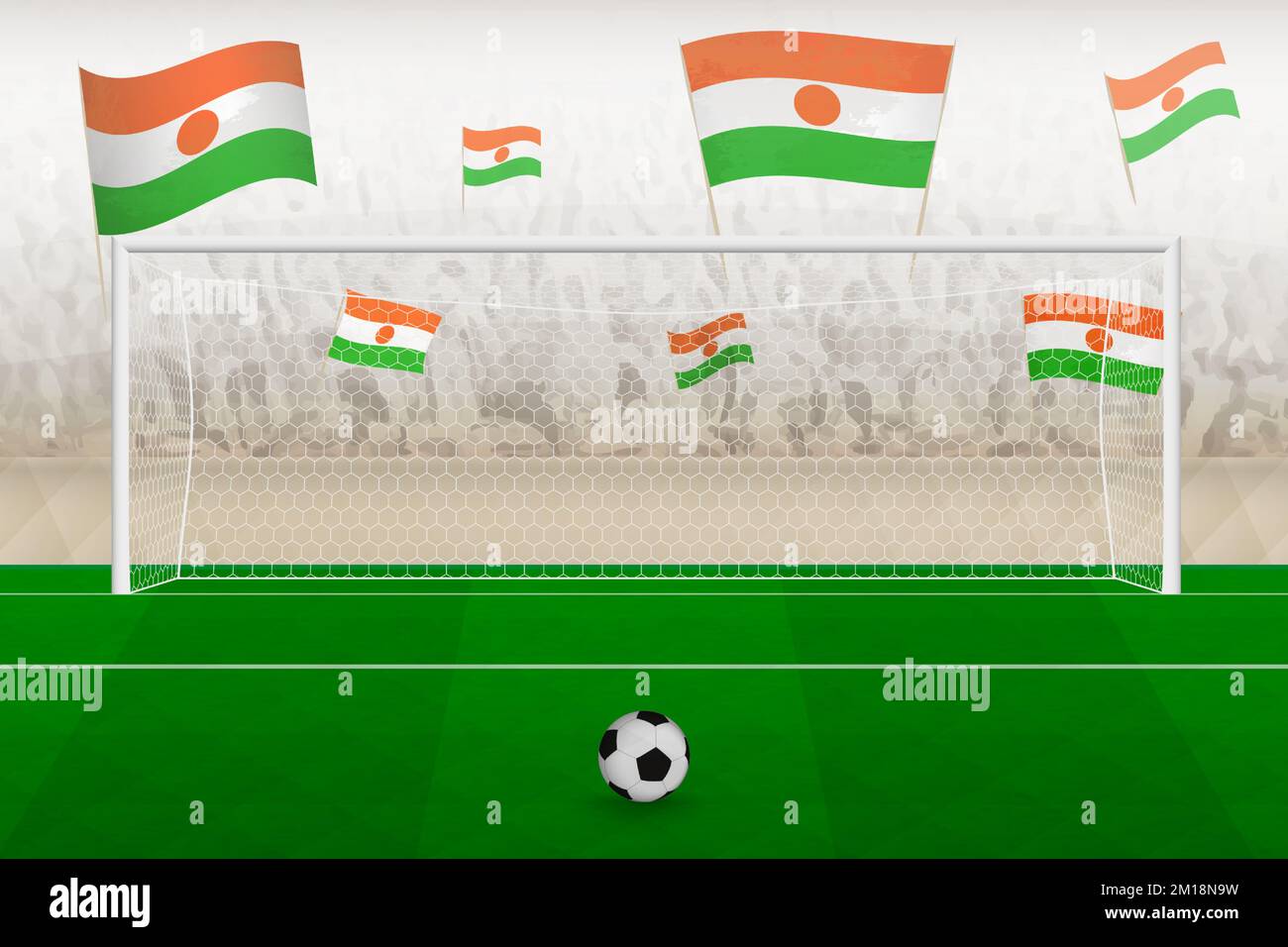 Niger football team fans with flags of Niger cheering on stadium ...