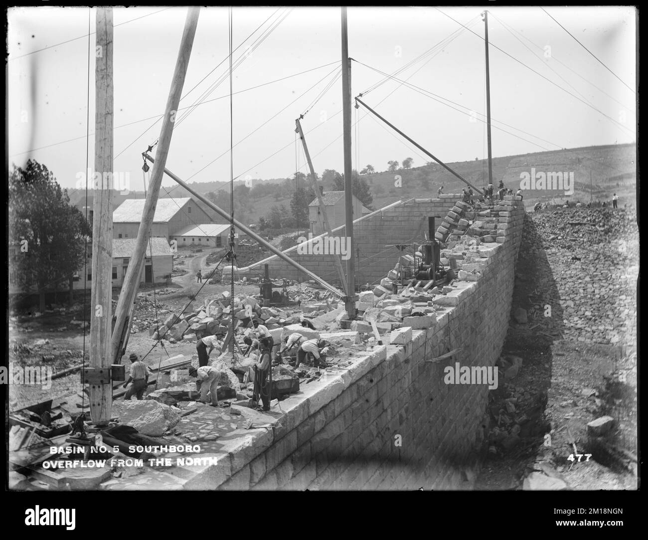 Sudbury Reservoir, top of overflow and south wing wall of dam, from the ...