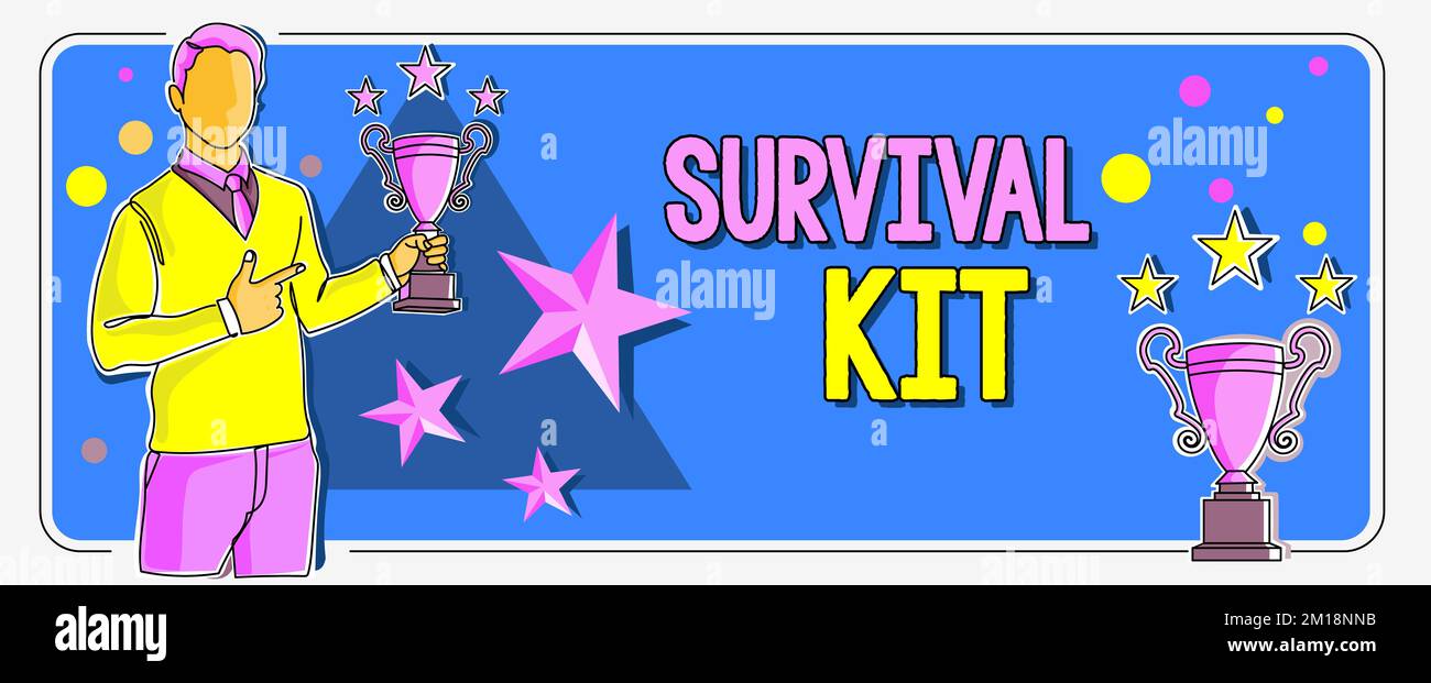 Text caption presenting Survival Kit. Conceptual photo Emergency ...
