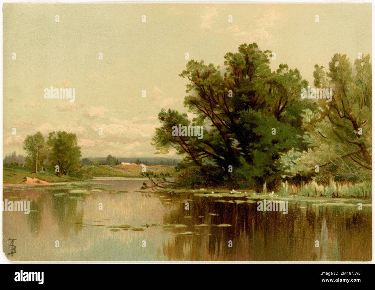 Summer no. 2 , Rivers, Trees. Louis Prang & Company Collection Stock ...