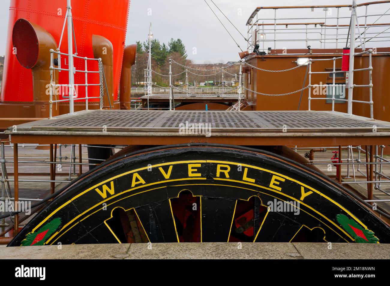 The Waverley paddle steamboat moored on the River Clyde by the Science ...