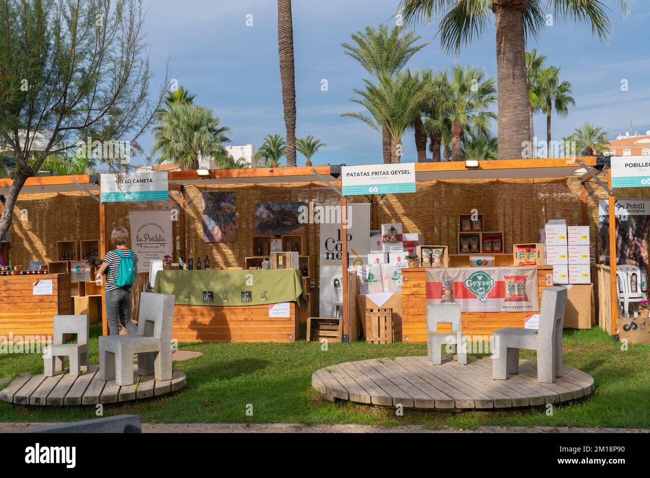 Benicarlo food festival Spain stalls and displays at Gastronomico Stock ...