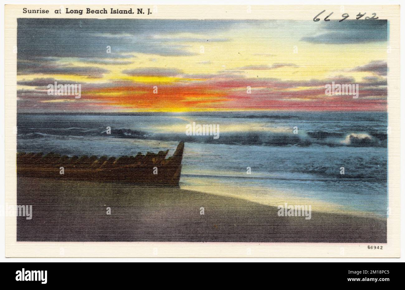 Sunrise at Long Beach Island, N. J. , Beaches, Tichnor Brothers ...