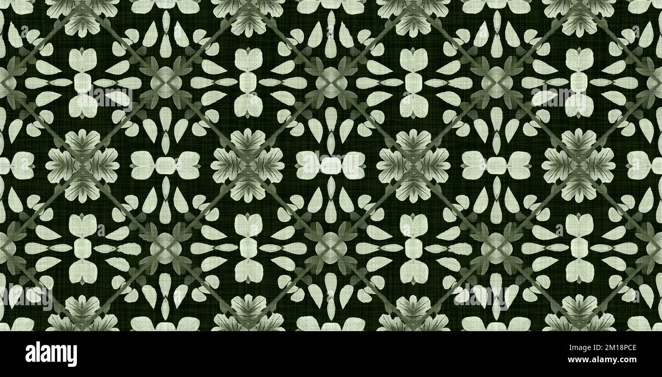 Wildflower green rustic damask seamless border. Geometric antique ...