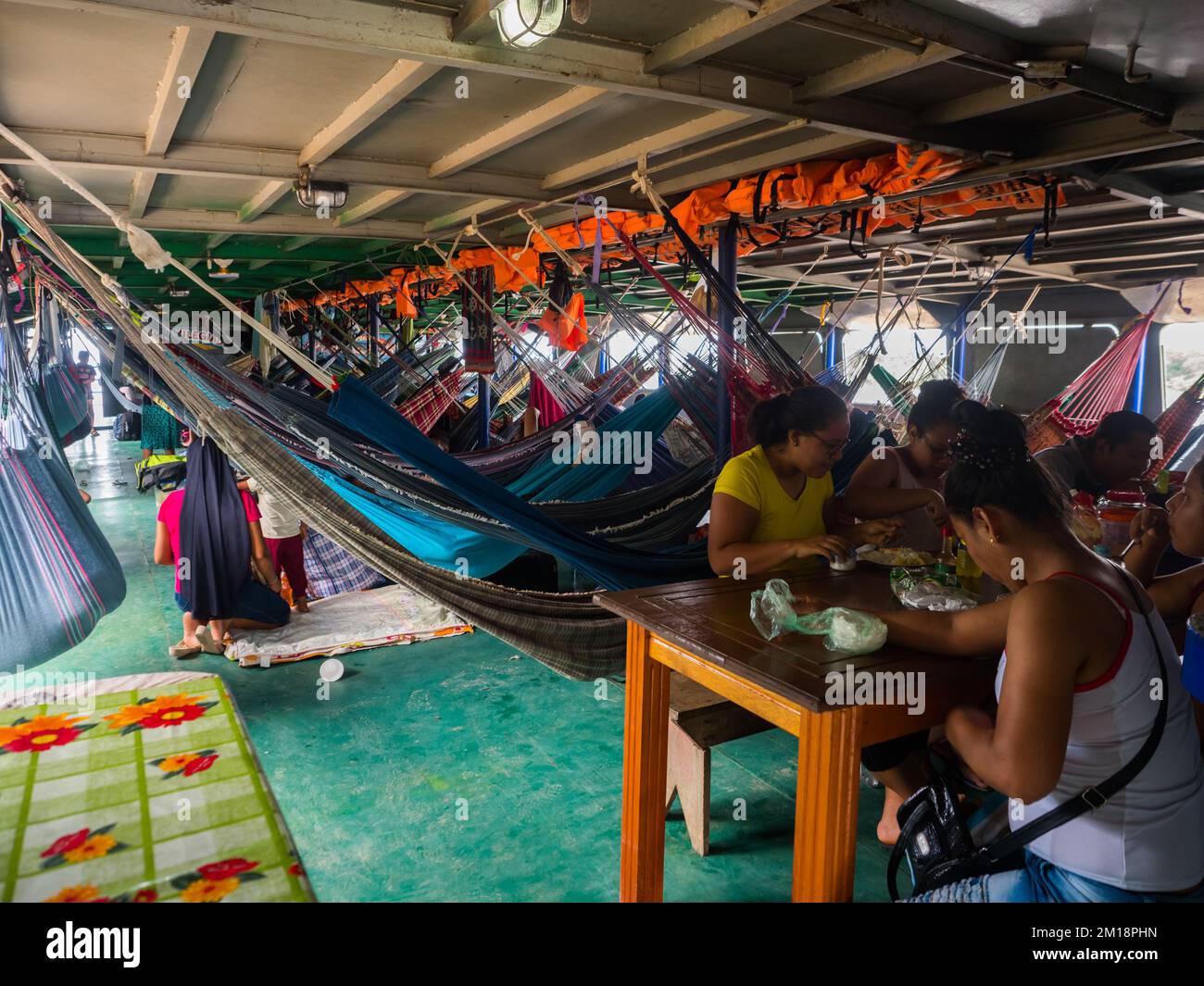 Amazon River, Peru - Dec, 2019: Beautiful, colorful hammocks on the ...