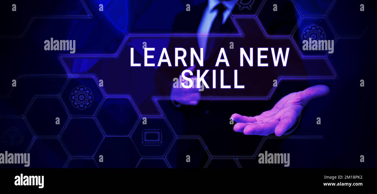 Conceptual caption Learn A New Skill. Business showcase acquisition knowledge through study ...