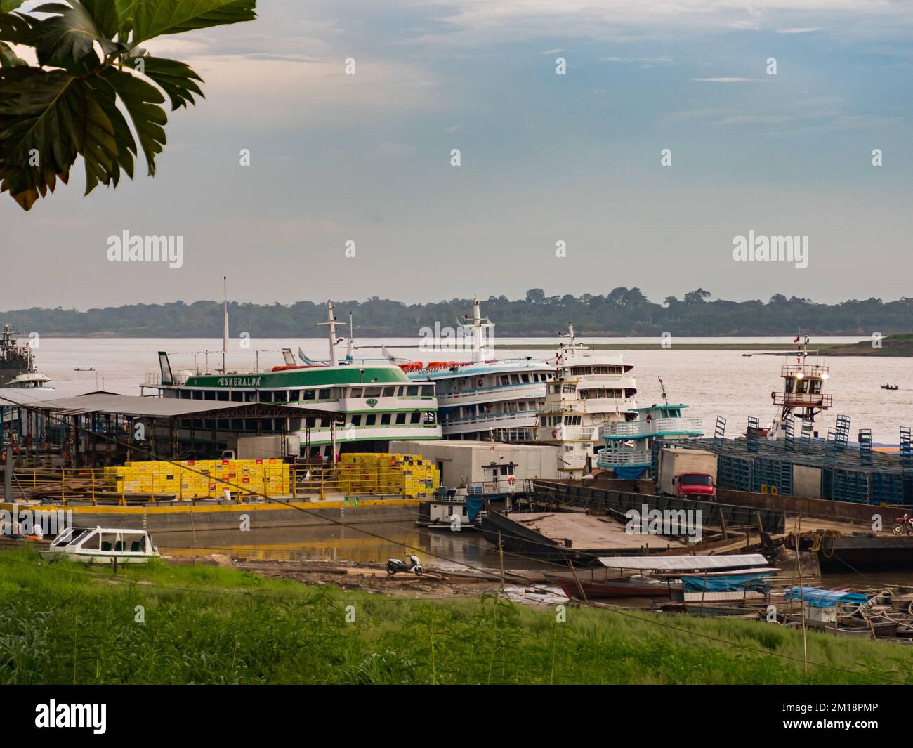 Tabatinga, Brazil- December, 2019: View of the port on the bank of the ...