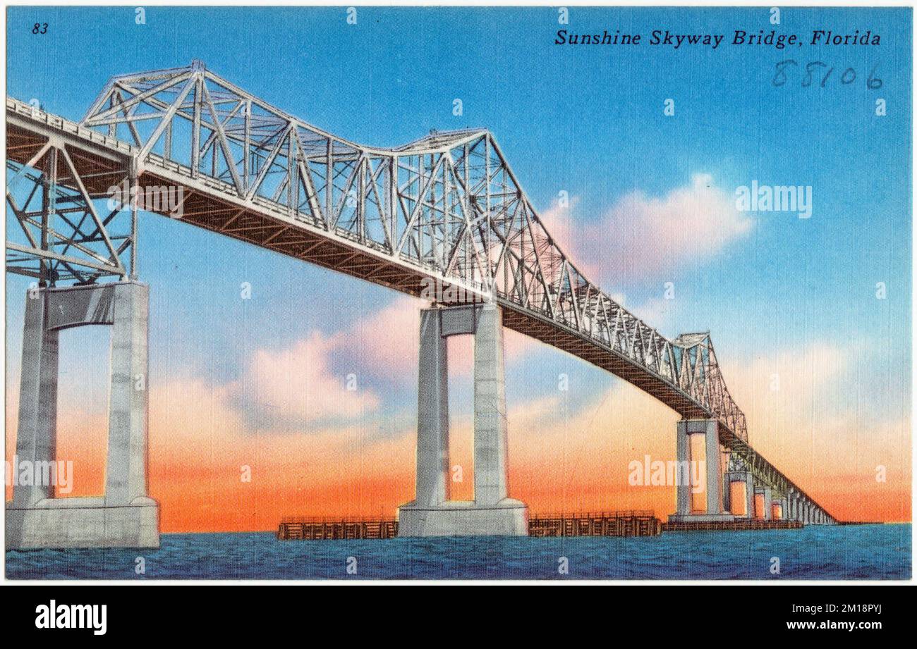 Sunshine Skyway Bridge, Florida , Bridges, Tichnor Brothers Collection ...