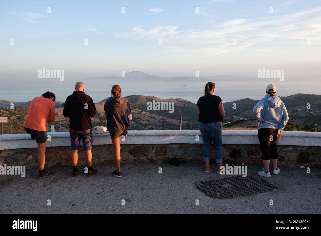 People at the viewpoint of the Strait of Gibraltar, connects the ...