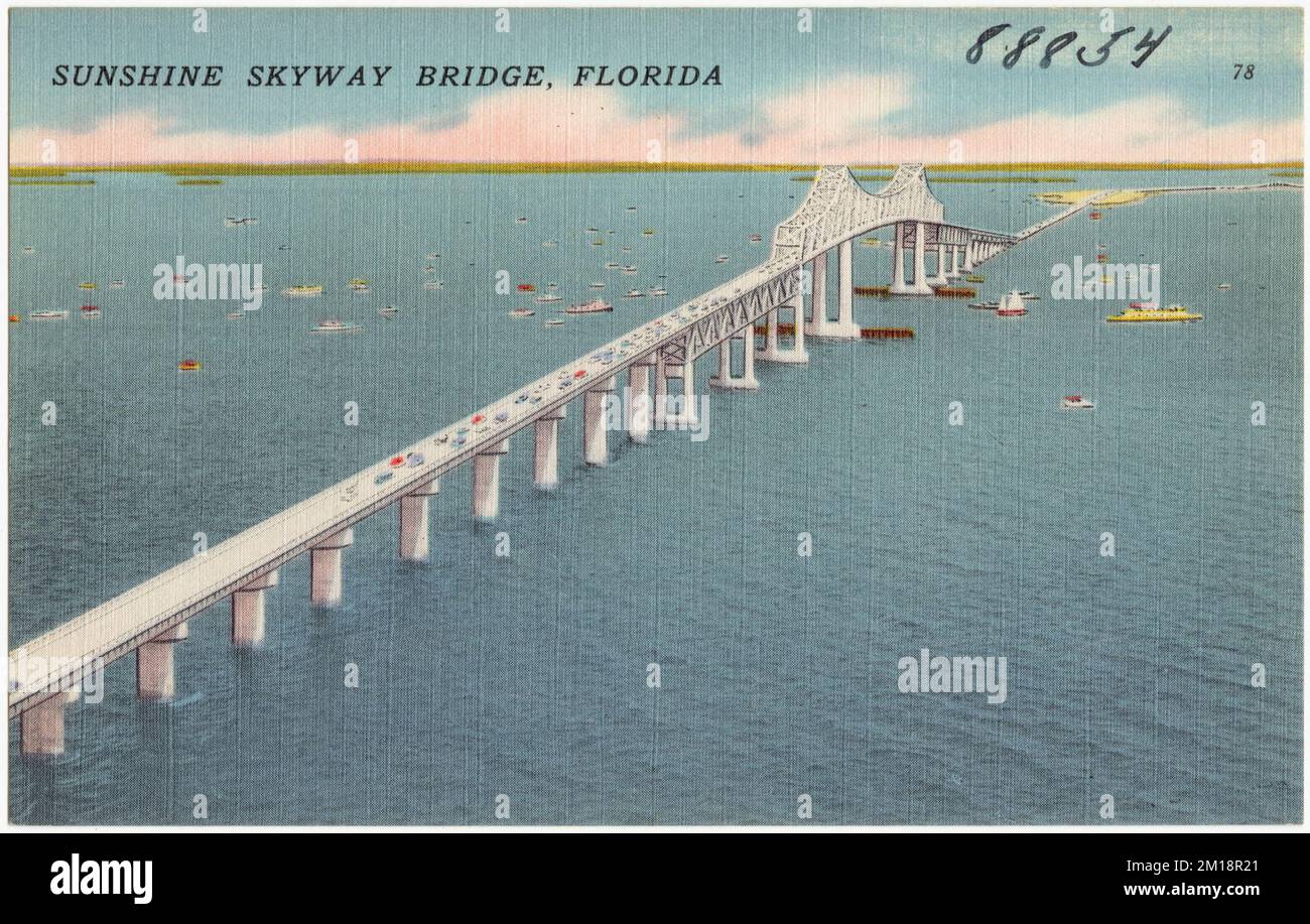 Sunshine Skyway Bridge, Florida , Bridges, Tichnor Brothers Collection ...