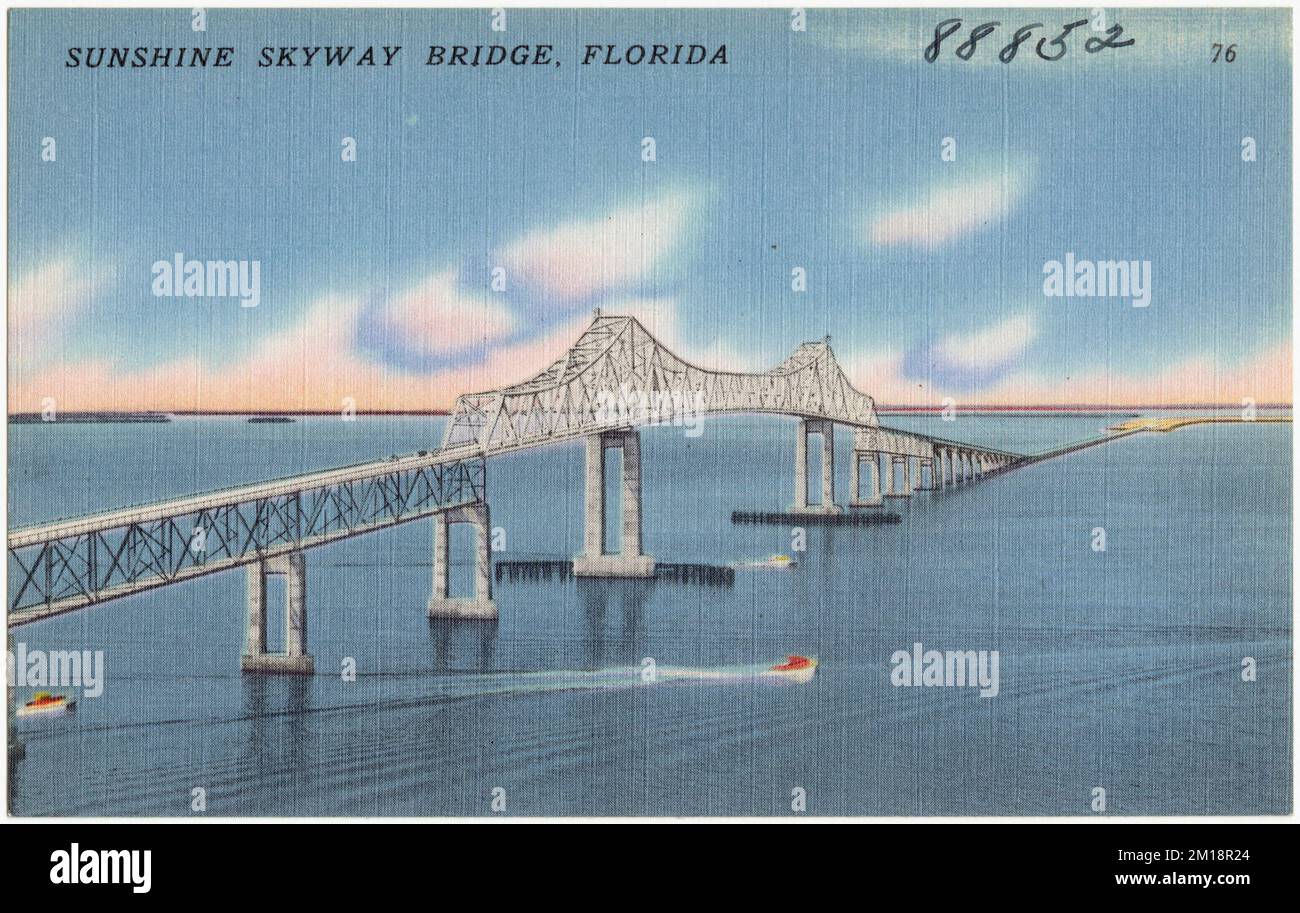 Sunshine Skyway Bridge, Florida , Bridges, Tichnor Brothers Collection ...
