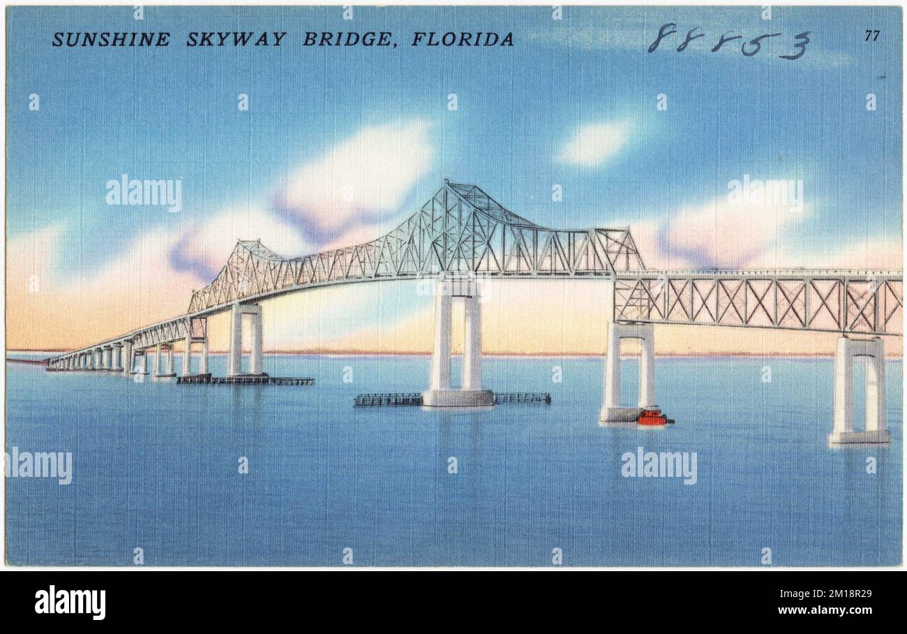Sunshine Skyway Bridge, Florida , Bridges, Tichnor Brothers Collection ...