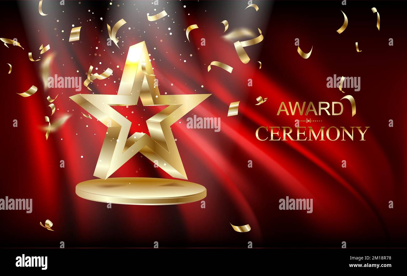 Award ceremony background with 3d gold star element and glitter light effect Stock Vector Image ...