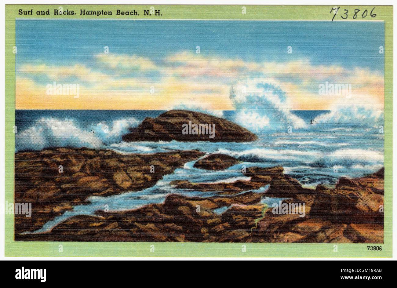 Surf and rocks, Hampton Beach, N.H. , Seas, Tichnor Brothers Collection ...