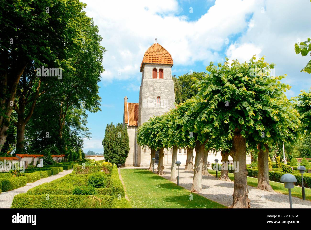 New Church in Højerup that was built of chalk stone from the cliffs of ...