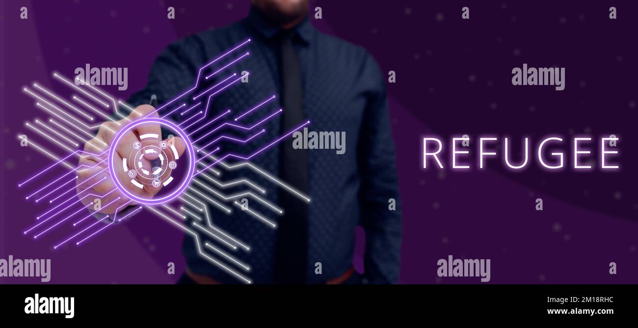 Writing displaying text Refugee. Word Written on refer to movements of ...