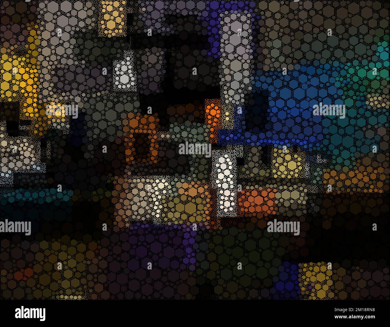 Colorful abstract painting of hexagonal shapes. 3D rendering Stock ...