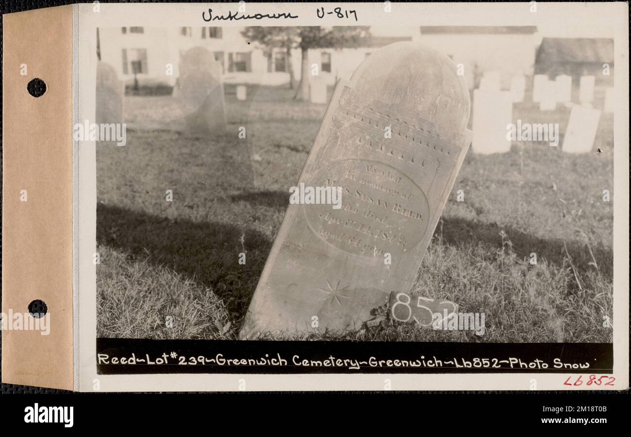 Susan Reed, Greenwich Cemetery, Old section, lot 239, Greenwich, Mass ...