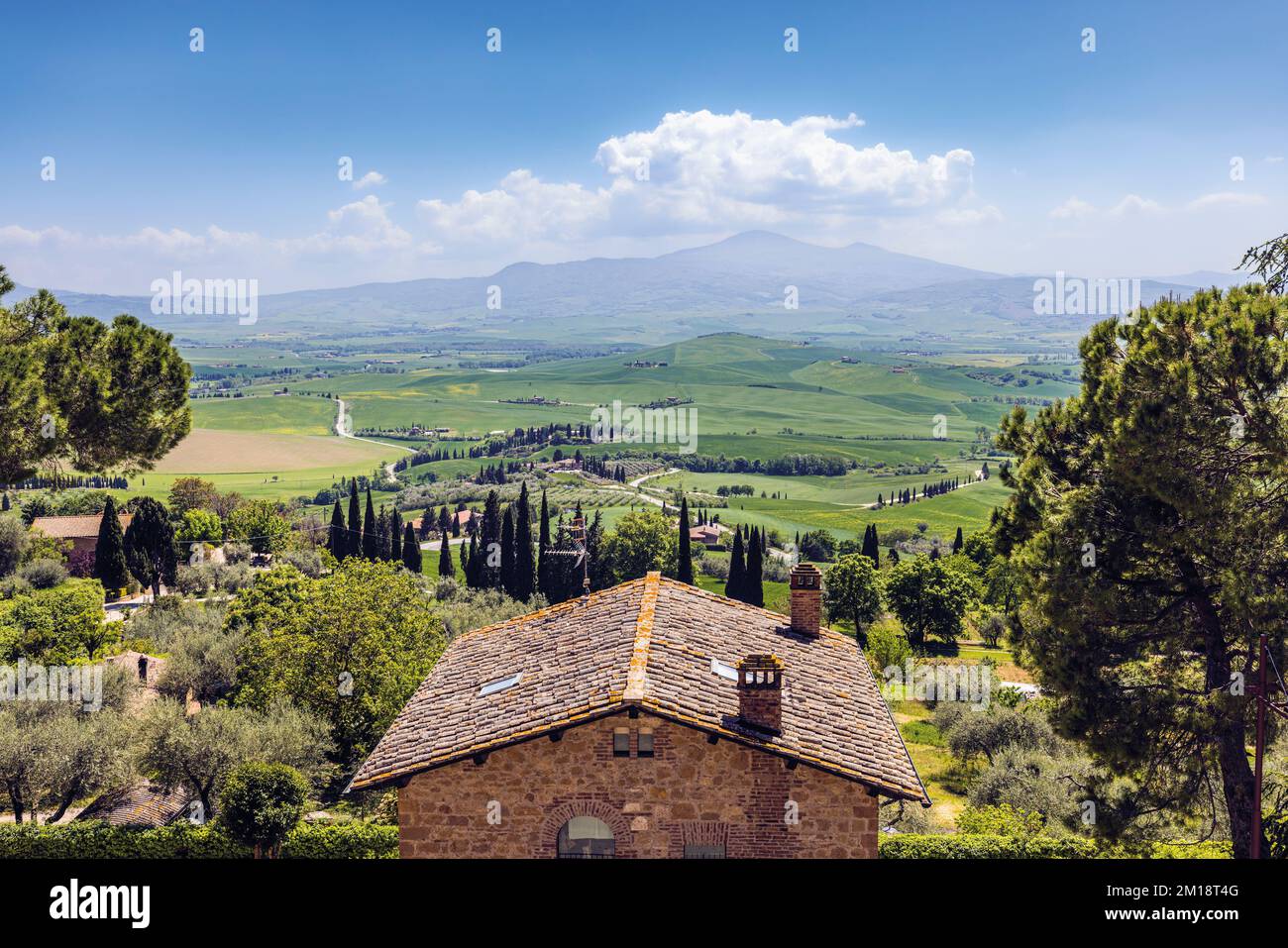 Pienza, Siena Province, Tuscany, Italy. View of the Val d'Orcia, or ...