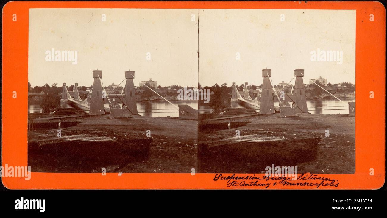 Suspension bridge between St. Anthony + Minneapolis , Suspension ...