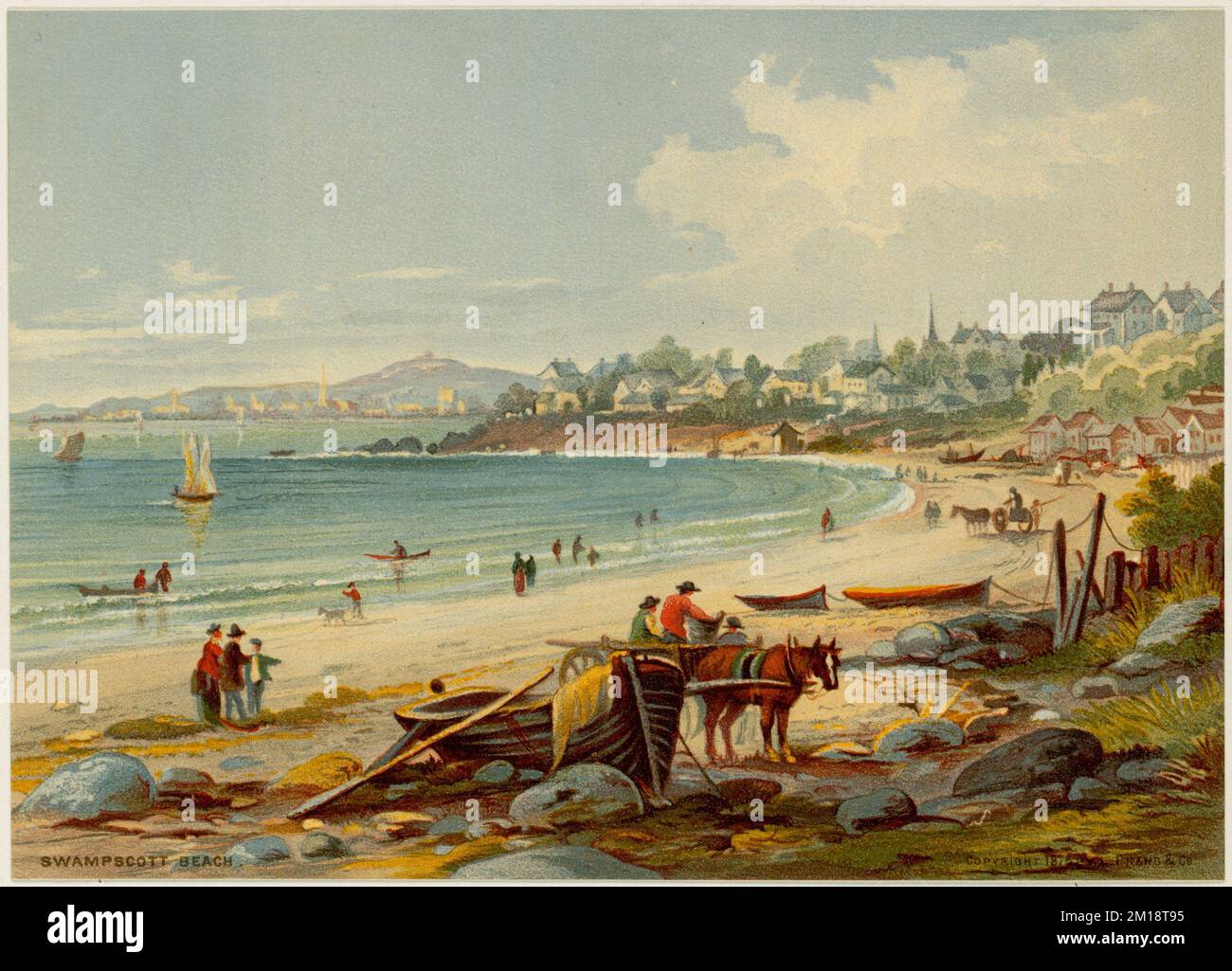 Swampscott Beach , Beaches, Boats, Cities & towns, Horses. Louis Prang ...